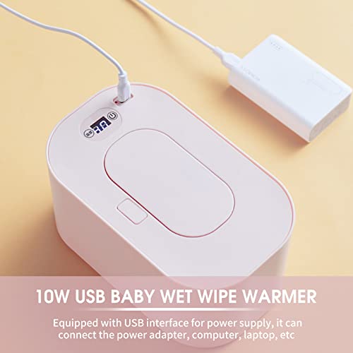 USB Baby Wipe Warmer, Baby Wet Wipes Dispenser, 3 Temperature Modes, Evenly Overall Heating, Silence, Large Capacity Portable Diaper Wipe Warmer for Home Car Travel