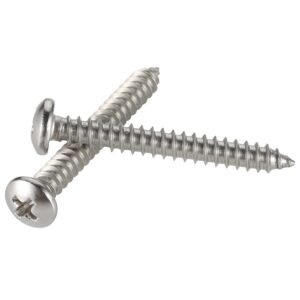 #8 x 2 Pan Head Self Tapping Screw, Pan Head Sheet Metal Screws Wood Screws, Stainless Steel 304 (18-8), 50 Pack