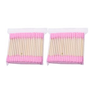 uuyyeo 200 pcs double head cotton swabs ear cleaning cotton buds makeup remover swabs spiral cotton heads for cosmetics blue