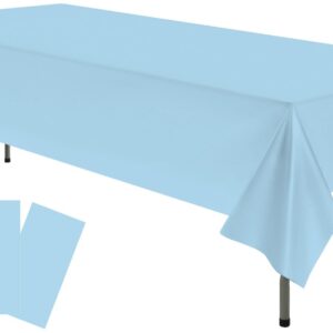 Plastic Light Sky Blue Tablecloths 3 Pack Disposable Table Covers 54" x 108" Powder lt Blue Table Cloths for Gender Reveal Parties Baby Shower Engagement Wedding, Fits 6 to 8 Foot Rectangle Tables