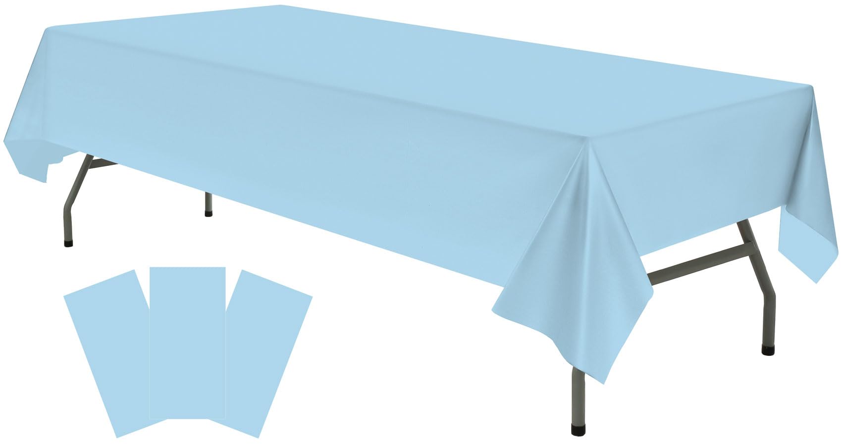 Plastic Light Sky Blue Tablecloths 3 Pack Disposable Table Covers 54" x 108" Powder lt Blue Table Cloths for Gender Reveal Parties Baby Shower Engagement Wedding, Fits 6 to 8 Foot Rectangle Tables