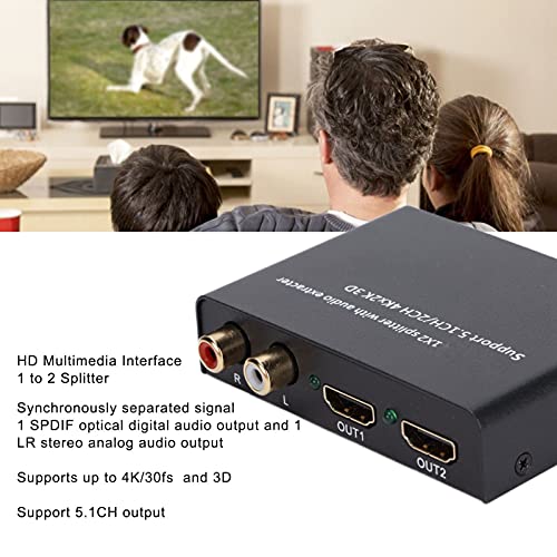 Audio Converter, DAC Chip Black Easy To Install Iron Box 4K HD Multimedia Interface Splitter for HDTV