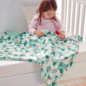 DaysU Silky Micro Soft Plush Baby Blankets for Boys with Print Animal Pattern and Soothing Raised Dots, Double Layer Bed Throws for Baby Crib, Jungle, Green, 30x40 Inches