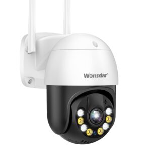 wonsdar 5mp security camera outdoor wireless, home wifi ip cameras color night vision, pan/tilt/zoom 360° view outside surveillance camera, motion detection/auto tracking, two way audio, waterproof