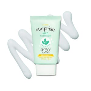 etude sunprise mild weightless watery light texture spf50+/pa+++ 1.7 fl. oz (50ml) (21ad) | light moisturizing sunblock for sensitive skin | korean skin care