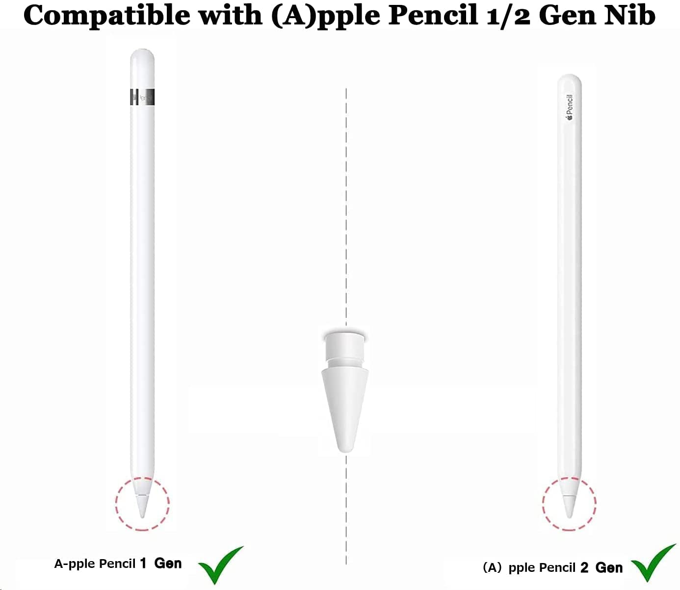 Amtake Replacement Tips/Nib for Apple Pencil 2nd/ 1st Generation,Apple Pencil Pen Tip Compatible for iPad Mini iPad Pro (4 Pack