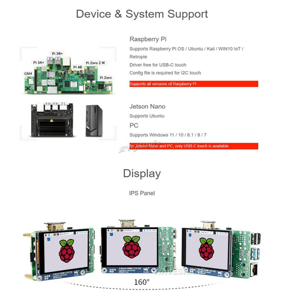 2.8inch HDMI IPS Capacitive LCD Display (H) Resolution 480×640 Adjustable Brightness Fully Laminated Screen Monitor Supports Raspberry Pi 5 4 3 B B+ and AI PC Windows 11/10 / 8.1/8 / 7 @XYGStudy