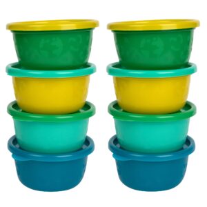 the first years greengrown reusable bowls with lids - toddler snack bowl - multicolored - 8 pack