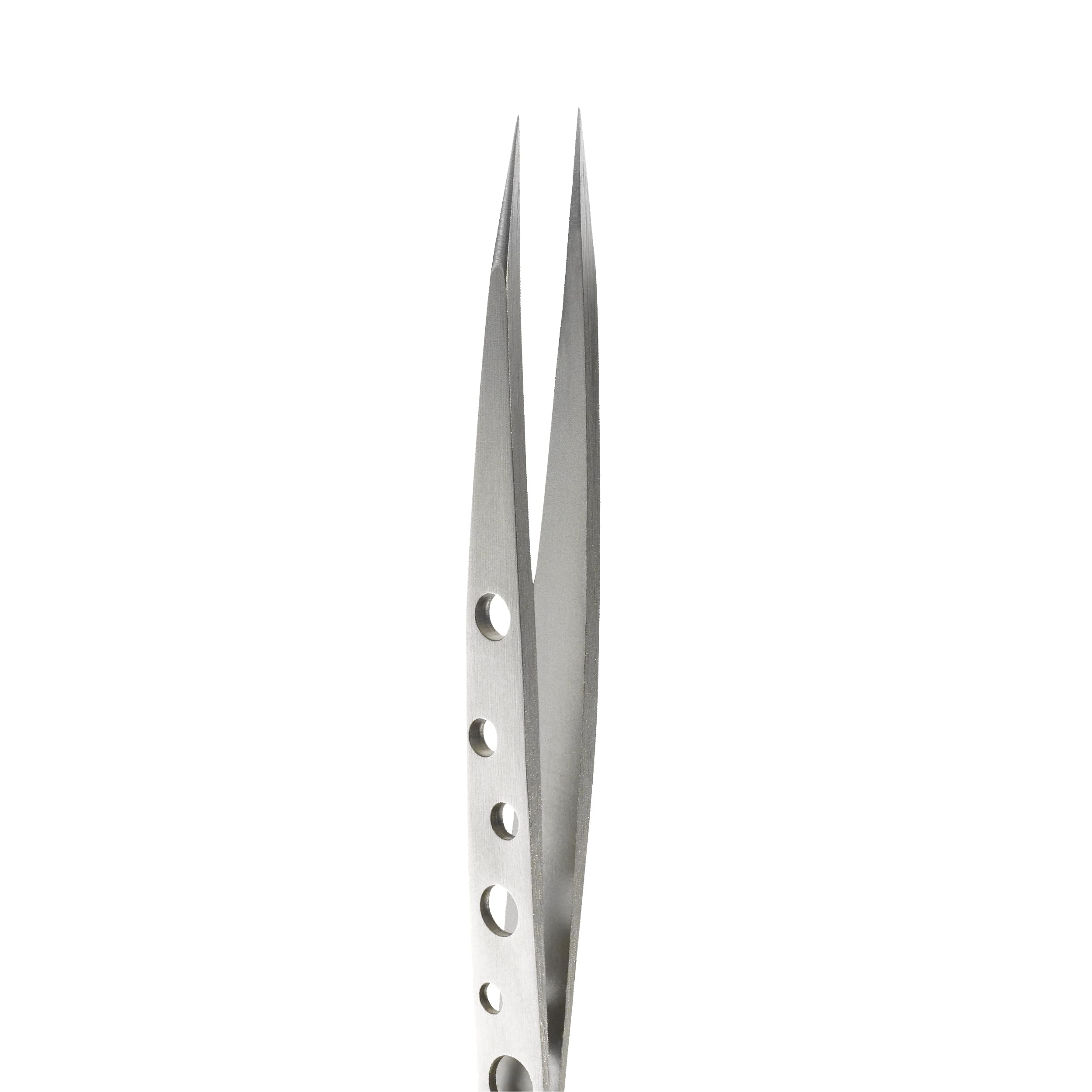 Rubis Hole Pattern Stainless Steel Pointed Tweezers for Precise Eyebrows and Hair Removal, The Elegance Collection,1K011 9.5, Made in Switzerland