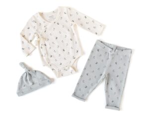 pehr kimono 3-piece set hatchling bunny / 0-3 mos., sea