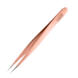 rubis stainless steel pointed tweezers for precise eyebrows and hair removal, 1k003rg, red gold,rubis switzerland swiss made world renowned precision