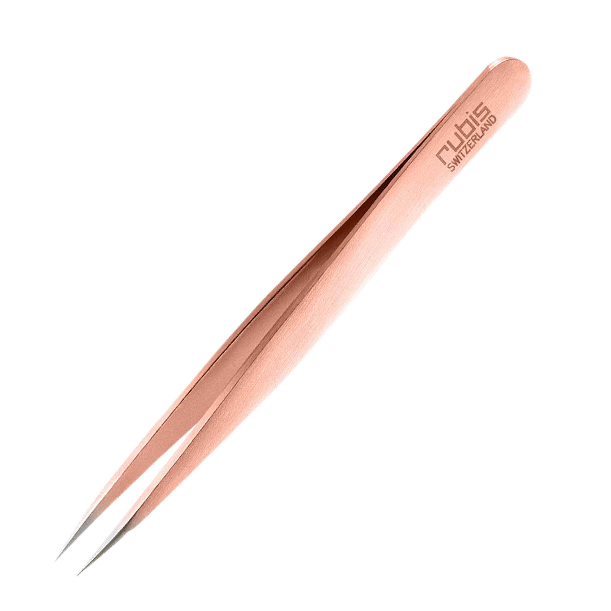 Rubis Stainless Steel Pointed Tweezers for Precise Eyebrows and Hair Removal, 1K003RG, Red Gold,Rubis Switzerland Swiss Made World Renowned Precision