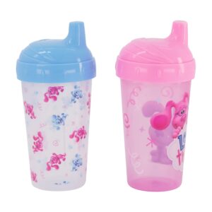 toddler sippy cups for girls | 10 ounce blue’s clues sippy cup pack of two with straw and lid | durable blue leak proof travel water bottle for toddlers