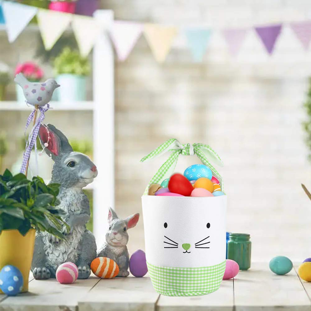 Easter Bunny Basket Bags Rabbit Canvas Toys Bucket Tote Storage Gifts Candies Handbag for Kids