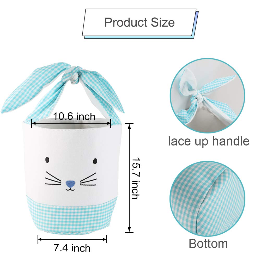 Easter Bunny Basket Bags Rabbit Canvas Toys Bucket Tote Storage Gifts Candies Handbag for Kids