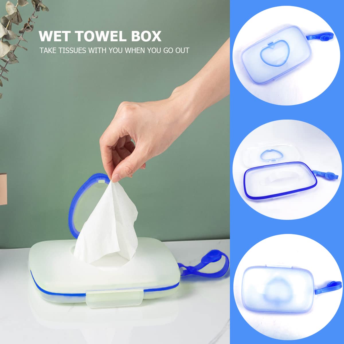 DOERDO Portable Baby Wipe Dispenser Wet Wipe Box, Baby Wipe Holder with Lid, Tissue Case for Keeps Baby Wipe Fresh and Safe