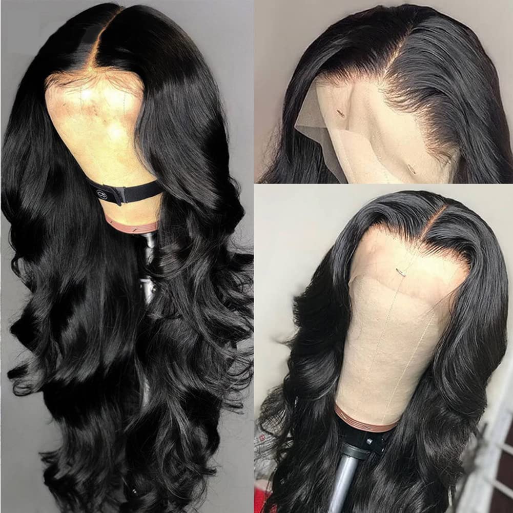 20 Inch Lace Front Wigs Human Hair Body Wave 13x4 Lace Frontal Wig 180% Density Unprocessed Brazilian Virgin Human Hair Pre-Plucked for Black Women Free Part Natural Color (body wave wigs, 20 Inch)