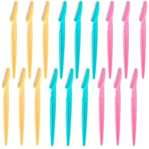 18pcs eyebrow razor multipurpose exfoliating dermaplaning tool trimming and shaving grooming eyebrow face razor and eyebrow shaper for women 3 colors