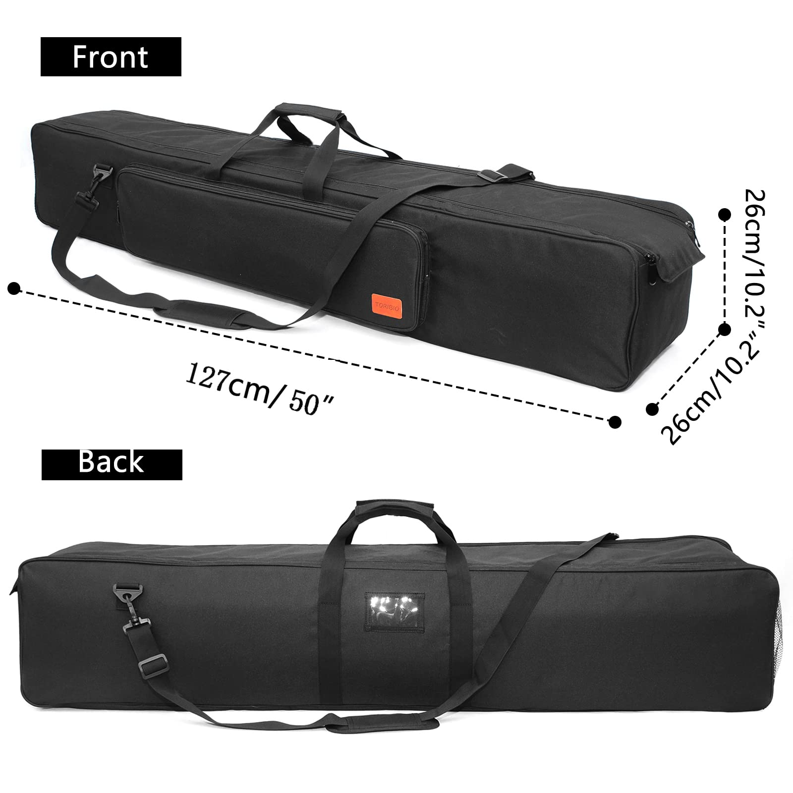 TORIBIO Tripod Case Bag 50"x10.2"x10.2"/127x26x26cm with Padded Water-resistant Heavy-Duty Multi-Function Tripod Carrying Case with Strap,Suit for Lights, Speakers, Cameras, Booms, Microphone Stands