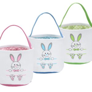 Easter Bunny Basket Bags Rabbit Canvas Toys Bucket Tote Storage Gifts Candies Handbag for Kids