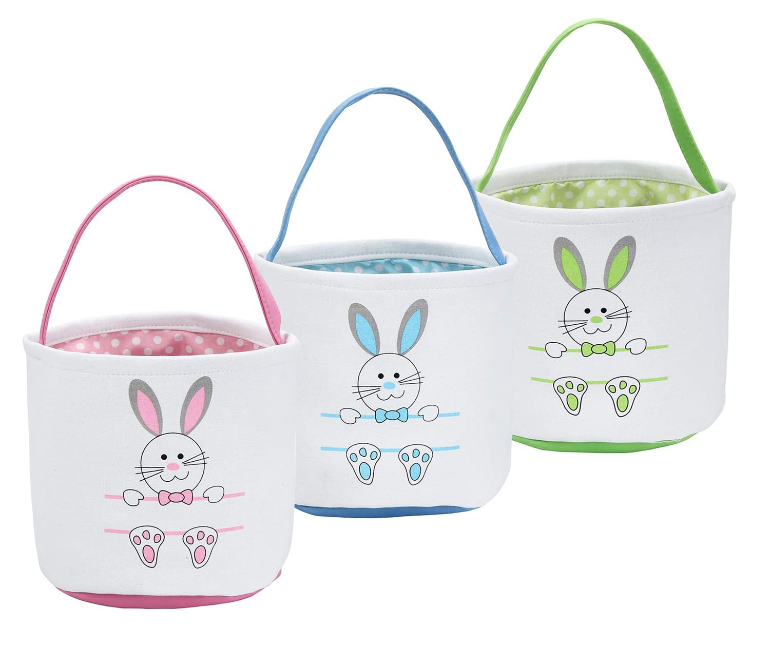 Easter Bunny Basket Bags Rabbit Canvas Toys Bucket Tote Storage Gifts Candies Handbag for Kids