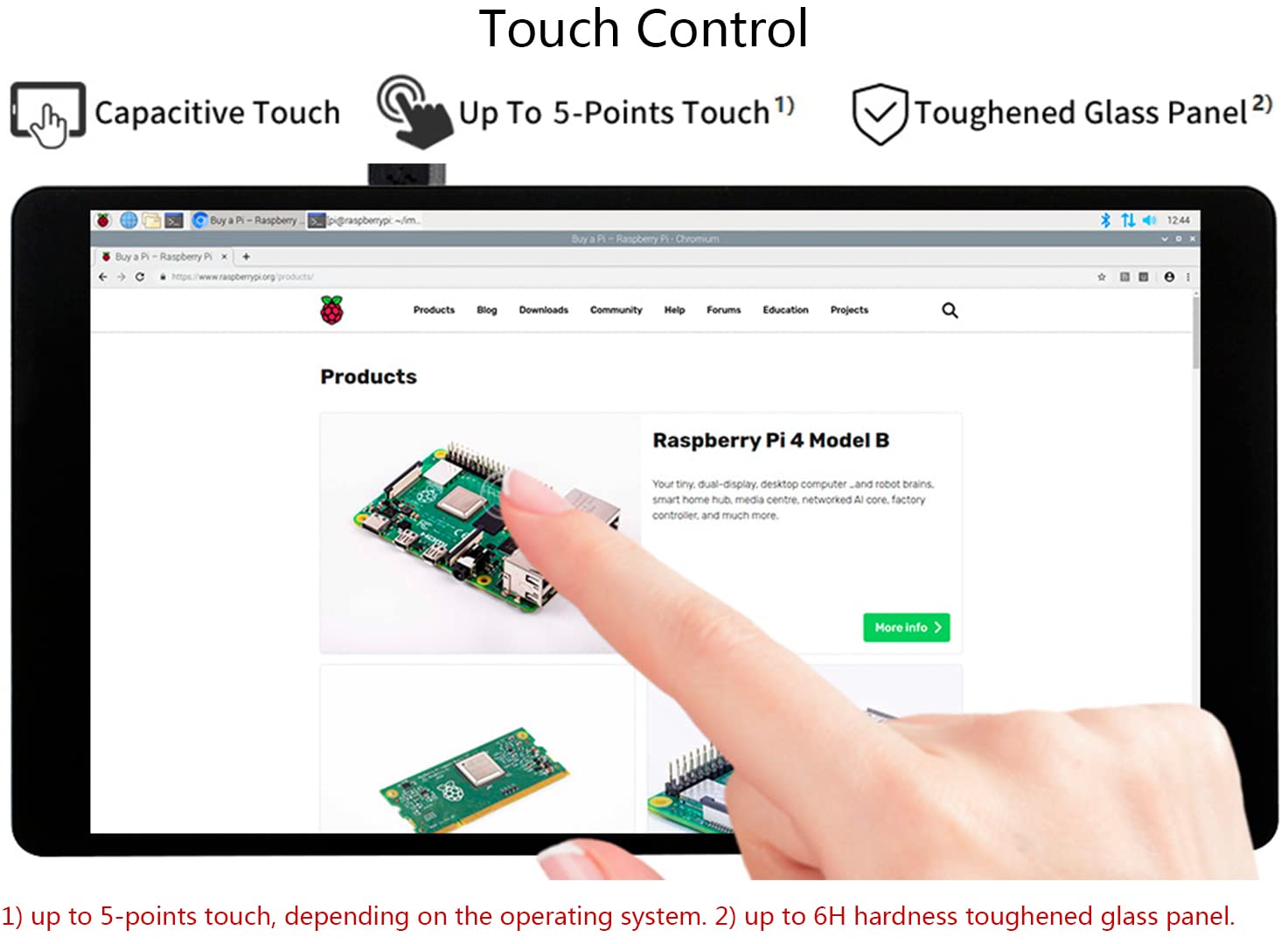 5.5inch Capacitive Touch AMOLED Display, 1080x1920 Pixel LCD Screen with Toughened Glass Cover, Support Raspberry Pi Raspberry Pi 4B/3B+/3B/2B/Zero/Zero W/Jetson Nano/Windows 11 /10 /8.1 /8 /7