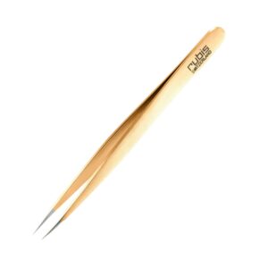 rubis stainless steel pointed tweezers for precise eyebrows and hair removal, 1k003, made in switzerland, gold