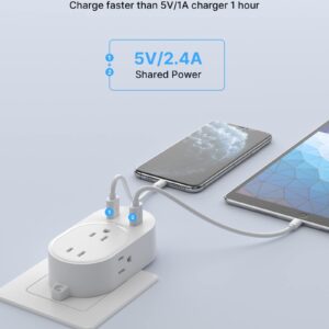 JSAUX Multi Plug Outlet Extender with USB [4AC+2USB-A]+ USB-C Cable 3A Fast Charging [3Pack, 10ft+6.6ft+3.3ft]