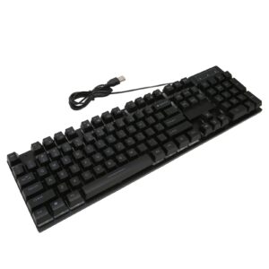 usb gaming keyboard, quick response backlit keyboard 104 keys wired one piece design high and low key design rgb lighting effect for gaming for office for home(h600 black characters-single keyboard)