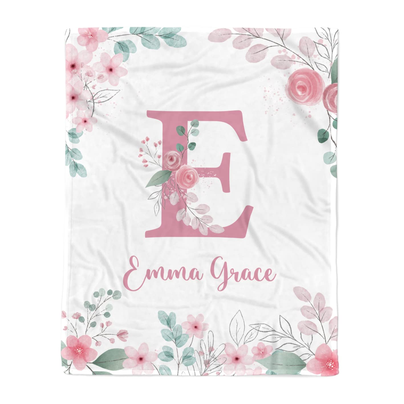 Jump Up Personalized Baby Monogram Blanket,Pink Baby Blanket Monogram,Monogram Blanket Baby,Monogram Blankets,Monogrammed Baby Blanket,Baby Blanket Name,Floral Baby Blanket