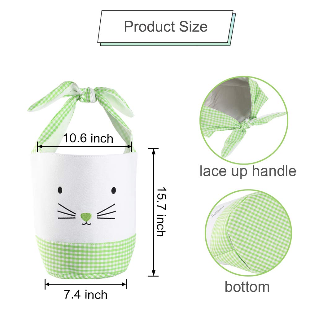 Easter Bunny Basket Bags Rabbit Canvas Toys Bucket Tote Storage Gifts Candies Handbag for Kids