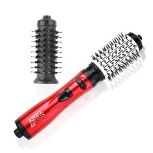 hot air brush styler and dryer,rotating hair dryer brush for salon at home,2-in-1 electric rotating hair curlyer comb for stylish vibrant curly hair (red)…