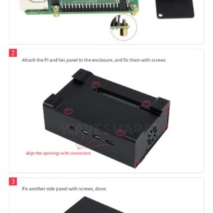 Waveshare DIN Rail Aluminum Case for Raspberry Pi 4 with Cooling Fan and Heatsinks