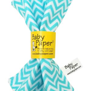 Baby Paper Original Crinkle Sensory Toy | Black and White Zig Zag and Turquoise Zig Zag 2-Pack | Crinkle Paper for Babies | Sensory Baby Toys