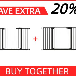 Cumbor 46 &51.5-Inch Baby Gate Extra Wide, Easy Walk Thru Dog Gate for The House, Auto Close Baby Gates for Stairs, Doorways