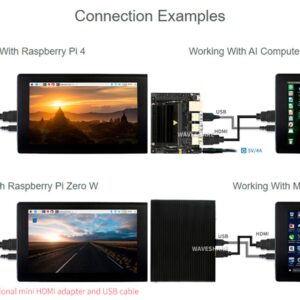 waveshare 7" IPS Display LCD Capacitive Touch Screen Monitor 1024x600 Resolution HDMI/VGA Port, for Raspberry Pi 4B/3B+/3B/2B/A+/Zero W/WH/Jetson Nano/Banana Pi/Windows 10/8.1/8/7