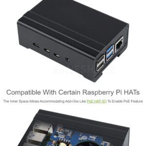 Waveshare DIN Rail Aluminum Case for Raspberry Pi 4 with Cooling Fan and Heatsinks