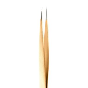 Rubis Stainless Steel Pointed Tweezers for Precise Eyebrows and Hair Removal, 1K003, Made in Switzerland, Gold