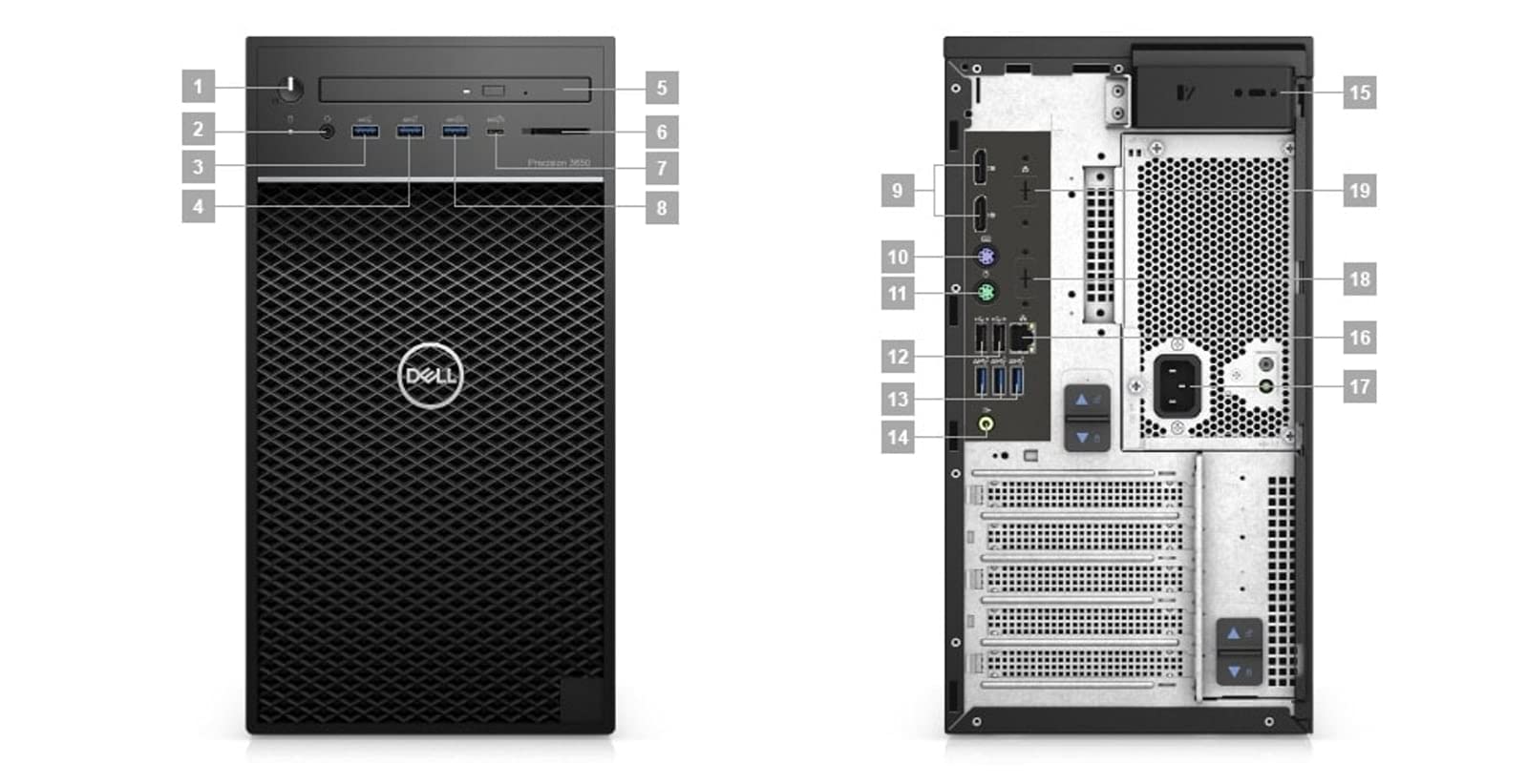 Dell Precision T3650 Workstation Desktop | Core i7-11700 - 1TB SSD Hard Drive - 32GB RAM - Nvidia Quadro P620 2GB | 8 cores @ 4.9 GHz - 2GB GDDR5 Win 10 Pro Black