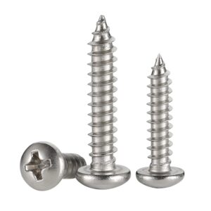 #8 x 2 Pan Head Self Tapping Screw, Pan Head Sheet Metal Screws Wood Screws, Stainless Steel 304 (18-8), 50 Pack