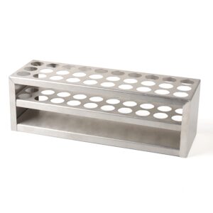 okulab test tube rack, 30 holes stainless steel test tube rack, with extended edges providing handles, suitable for tubes of dia.≤18mm, round holes test tube holder, for classroom, lab, ttrs30a1