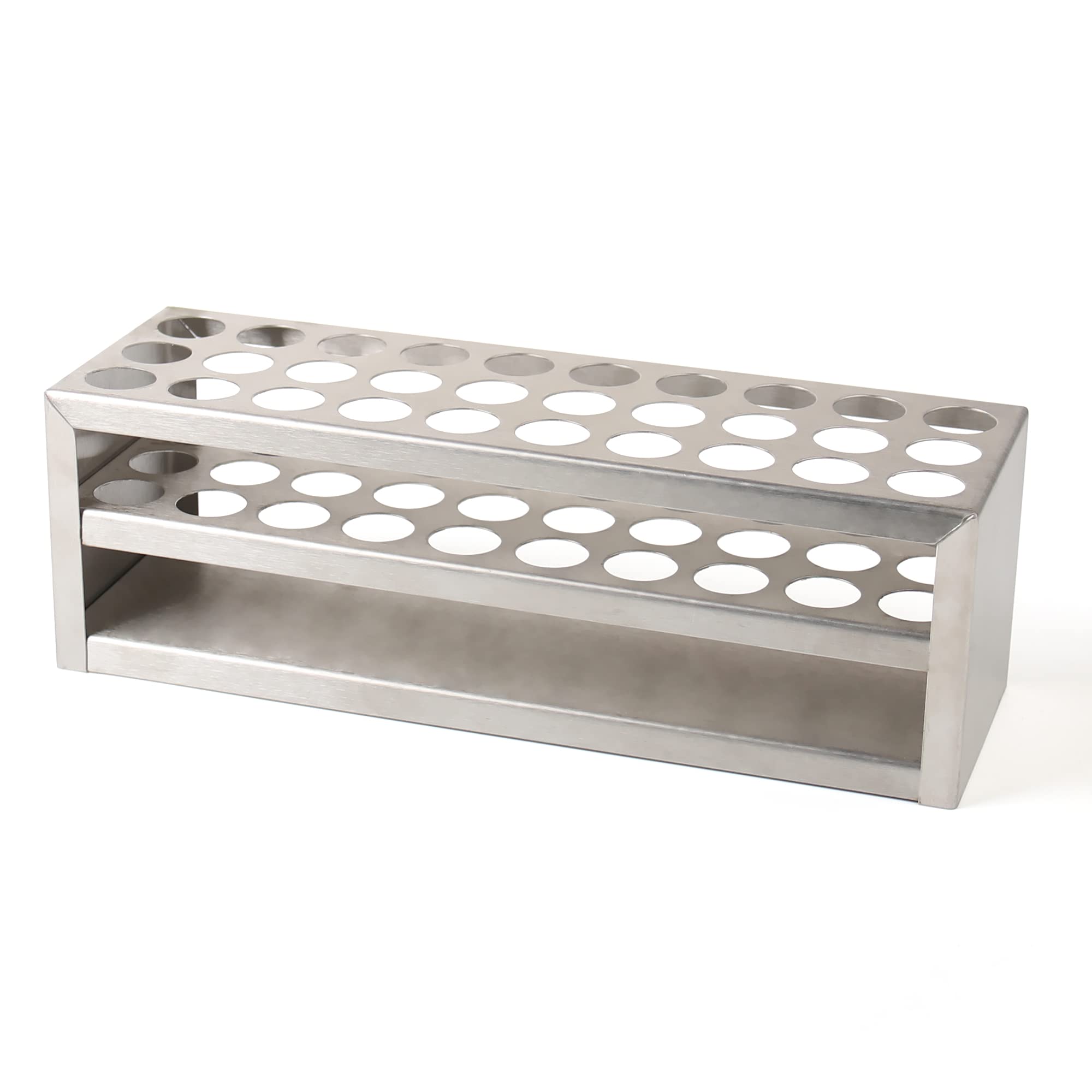 Okulab Test Tube Rack, 30 Holes Stainless Steel Test Tube Rack, with Extended Edges Providing Handles, Suitable for Tubes of Dia.≤18mm, Round Holes Test Tube Holder, for Classroom, Lab, TTRS30A1