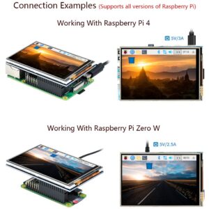 waveshare 3.5 inch Touch Screen TFT LCD 480x320 Pixel Display Monitor SPI Interface XPT2046 Controller, for Raspberry Pi 4B/3B+/3B/2B/Zero/Zero W/Zero WH