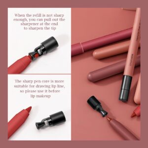 KISSIO Lip Liner,Creamy Lip Liner Pencil,Long Lasting Lip Liner with Sharpener,Matte Finish,Smooth and Soft,Non-Dry,Easy to Use,Cruelty free,0.02 oz,07 Daejeeling