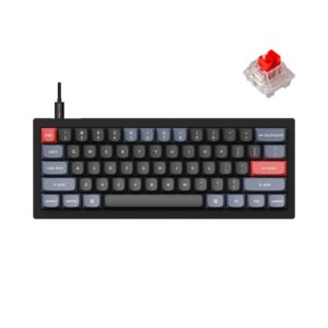 keychron v4 wired custom mechanical keyboard, 60% layout qmk/via programmable with hot-swappable keychron k pro red switch compatible with mac windows linux carbon black (non-transparent)