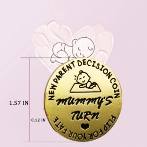 New Baby Gifts for Parents,Double-Sided Decision Coin Gift for New Mom and Dad,Funny Baby Shower Gifts for Couple,Gifts for Pregnant Women as Mother's Day,Father's Day，G-Gold