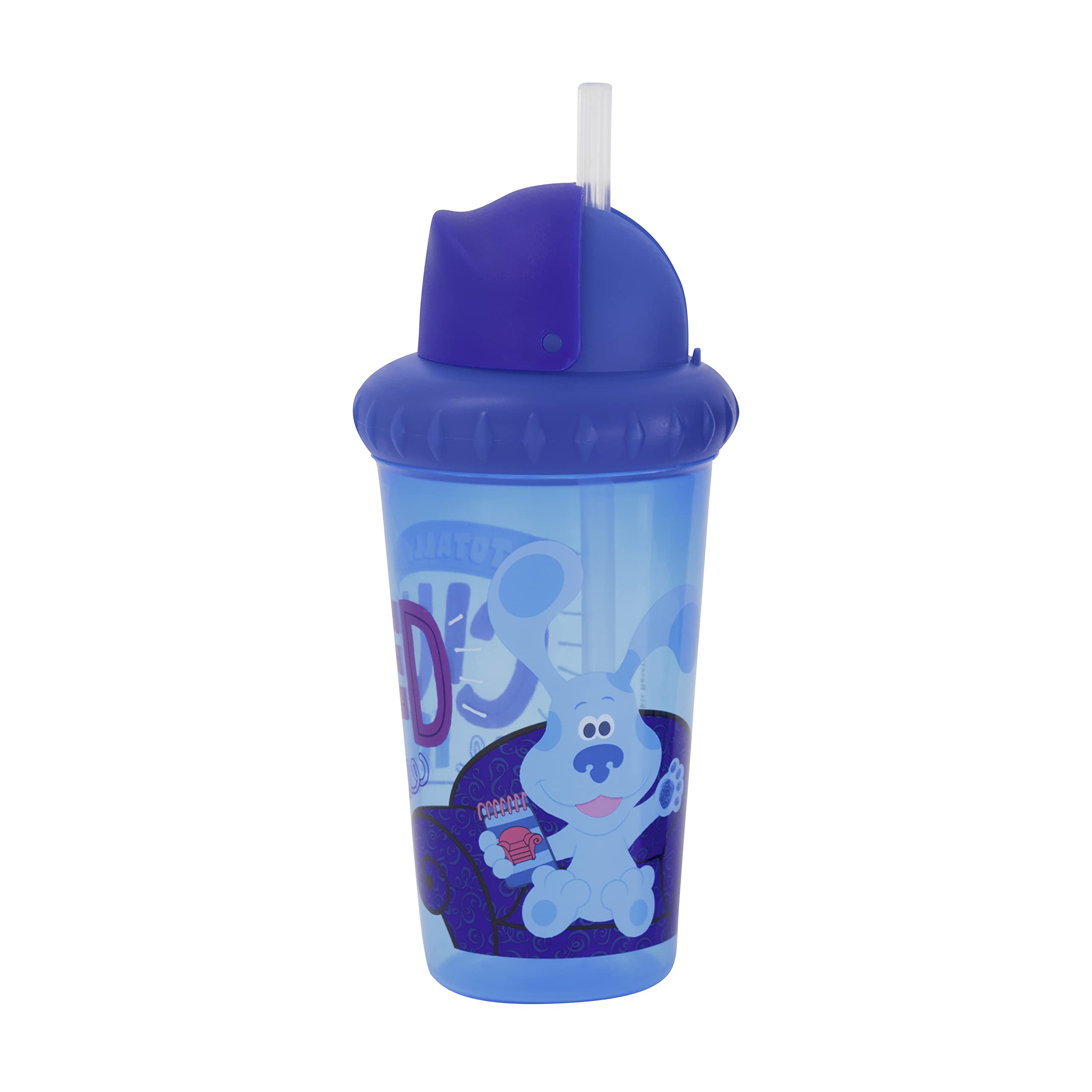 Toddler Sippy Cups for Boys | 10 Ounce Blue’s Clues Sippy Cup Pack of Two with Straw and Lid | Durable Blue Leak Proof Travel Water Bottle for Toddlers