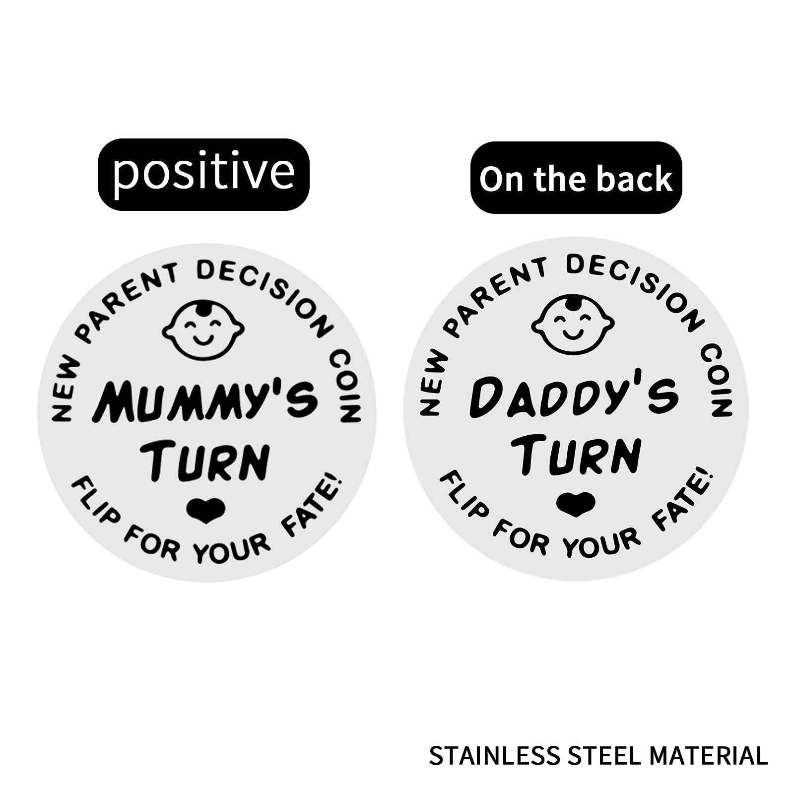 Yudasheng New Mom Gifts for Women Decision Coin New Dad Gift for Expecting to Be First Time Moms Daddy Pregnancy Mothers Wife Birthday Baby Parent Funny Present Set Double-Sided Silver