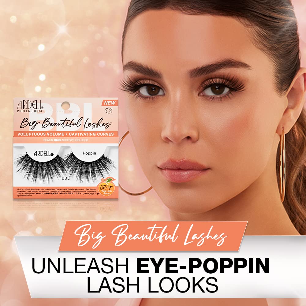 Ardell BBL Big Beautiful Lashes 971 Poppin, with DUO Clear Adhesive, 1 pack