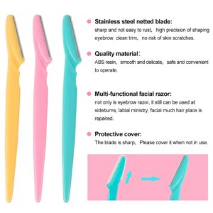 18Pcs Eyebrow Razor Multipurpose Exfoliating Dermaplaning Tool Trimming and Shaving Grooming Eyebrow Face Razor and Eyebrow Shaper for Women 3 Colors